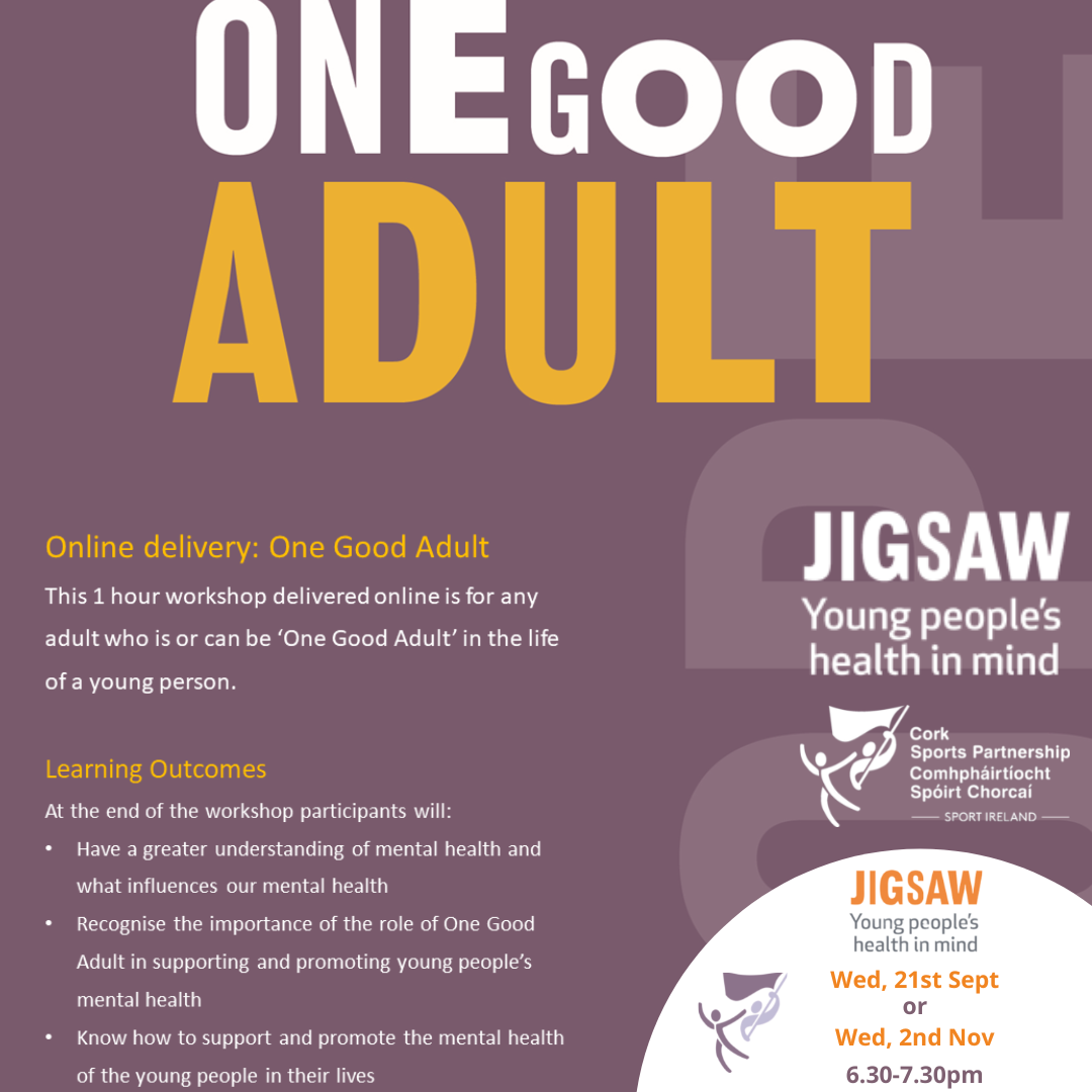 One Good Adult Workshops Sept & Nov 2022 | Cork Sports Partnership
