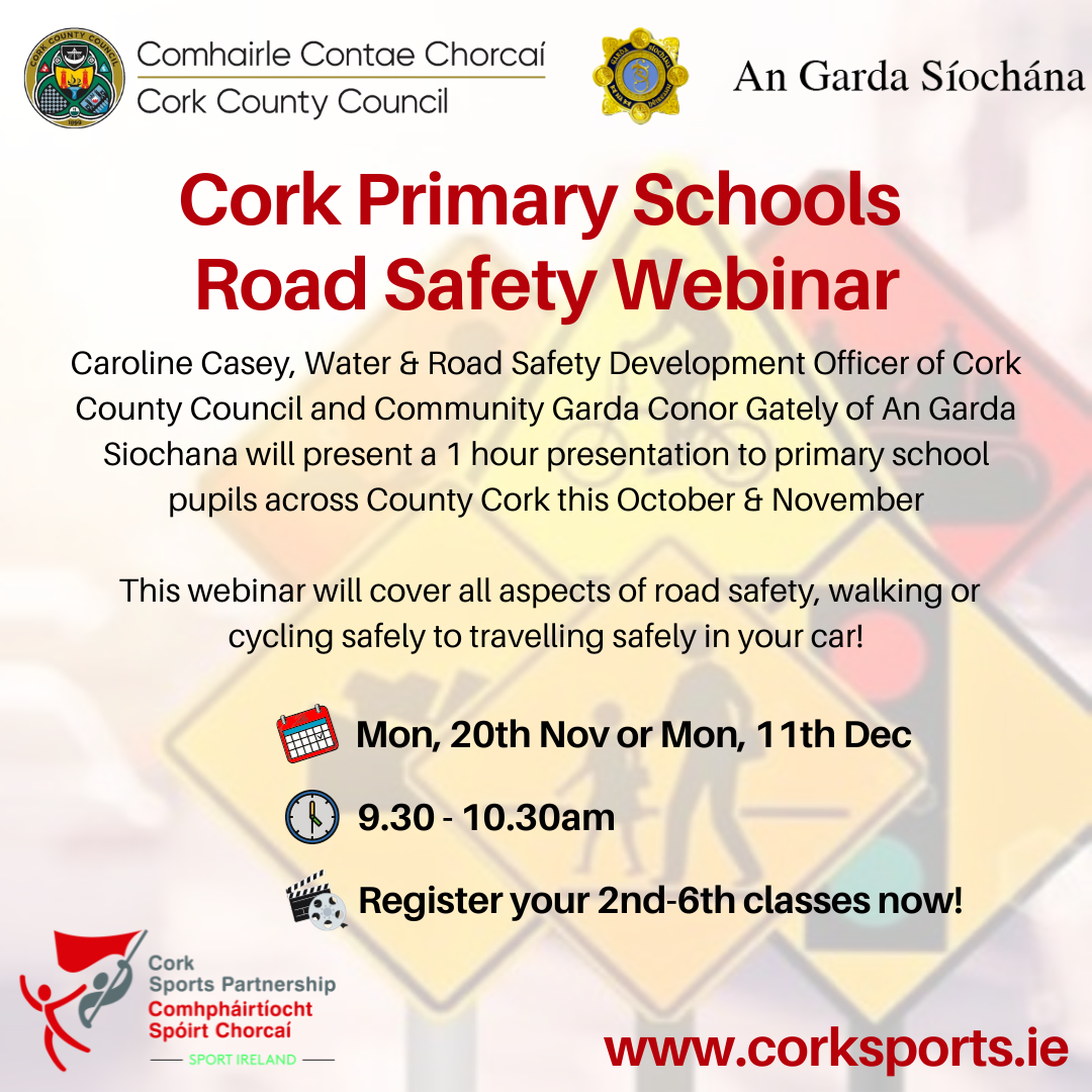 Schools Road Safety Webinar Oct, Nov, Dec 2023 | Cork Sports Partnership