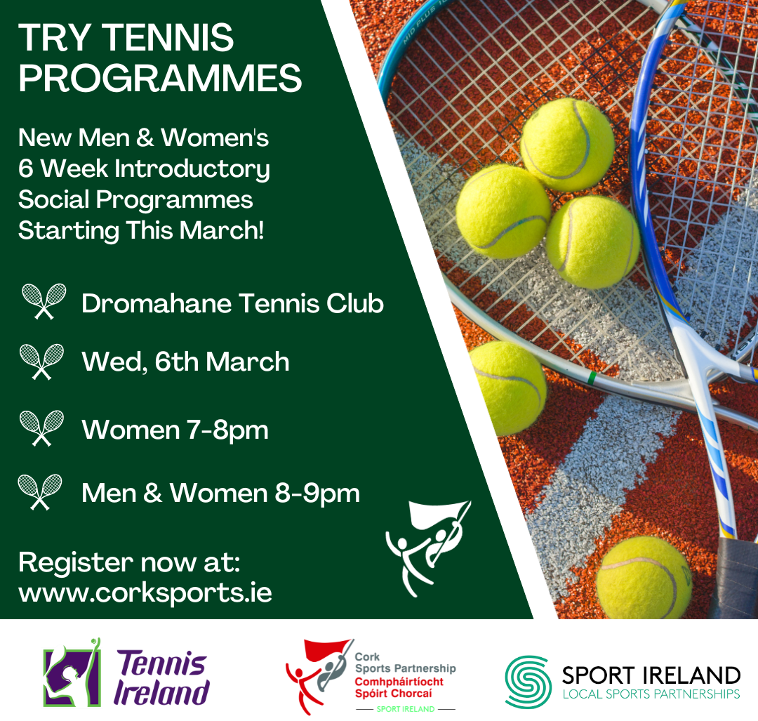 Men & Women's Try Tennis Dromahane | Cork Sports Partnership