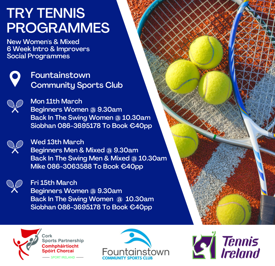 Men & Women's Try Tennis Fountainstown | Cork Sports Partnership