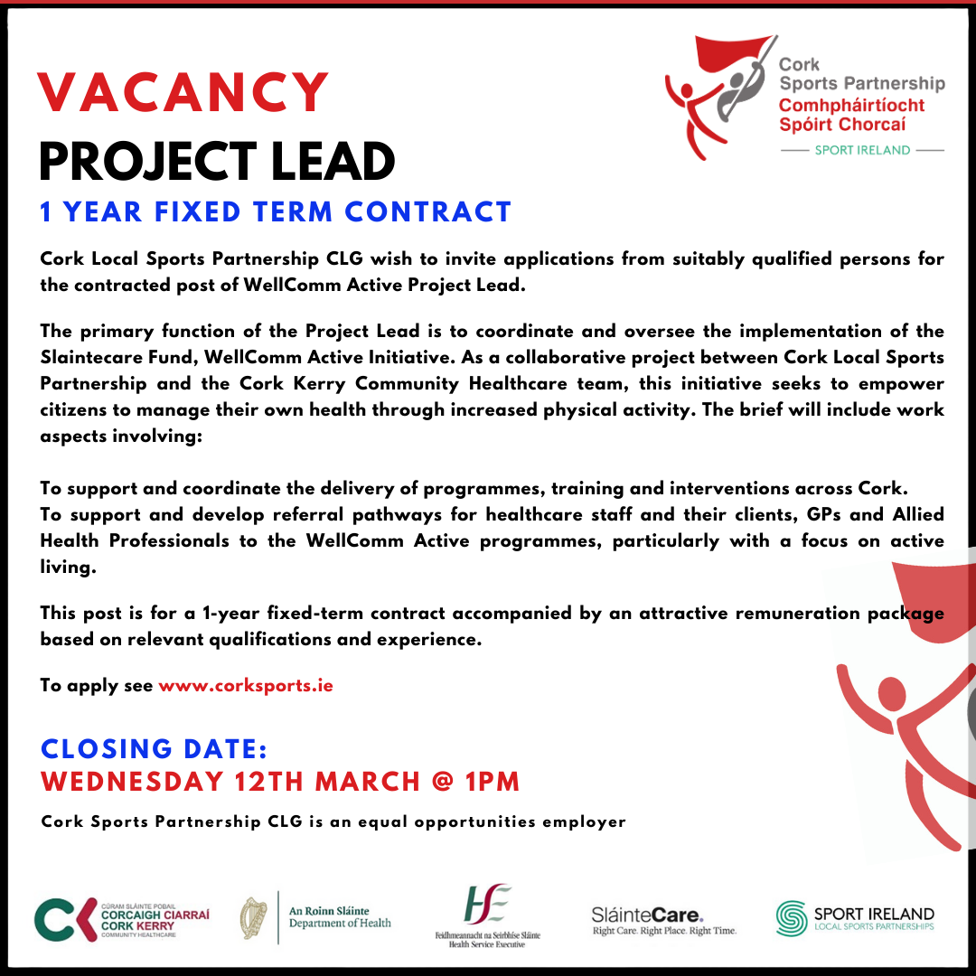 WellComm Active Project Lead | Cork Sports Partnership
